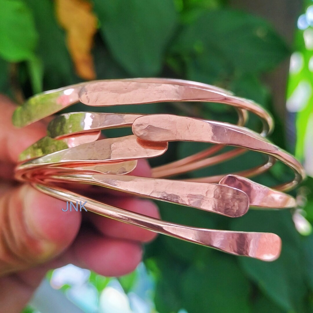 Handmade Solid Copper Bangle Set: Adjustable Stacking Bangles - Etsy