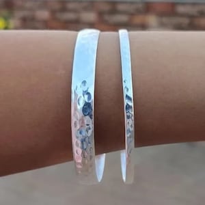 925 Sterling Silver Bangle Half Round Bangles Amazing Design Bangle Hammering Bangle 7mm 3mm Bangle Stylish Bangle Stacking Bangles