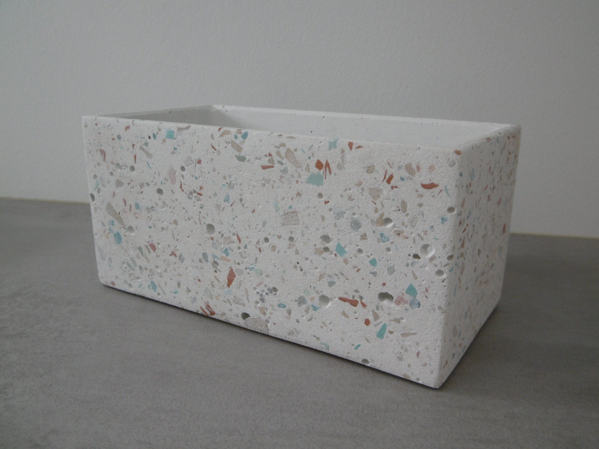 Rectangular Pot/pot Holder/tray in Turquoise Concrete - Etsy