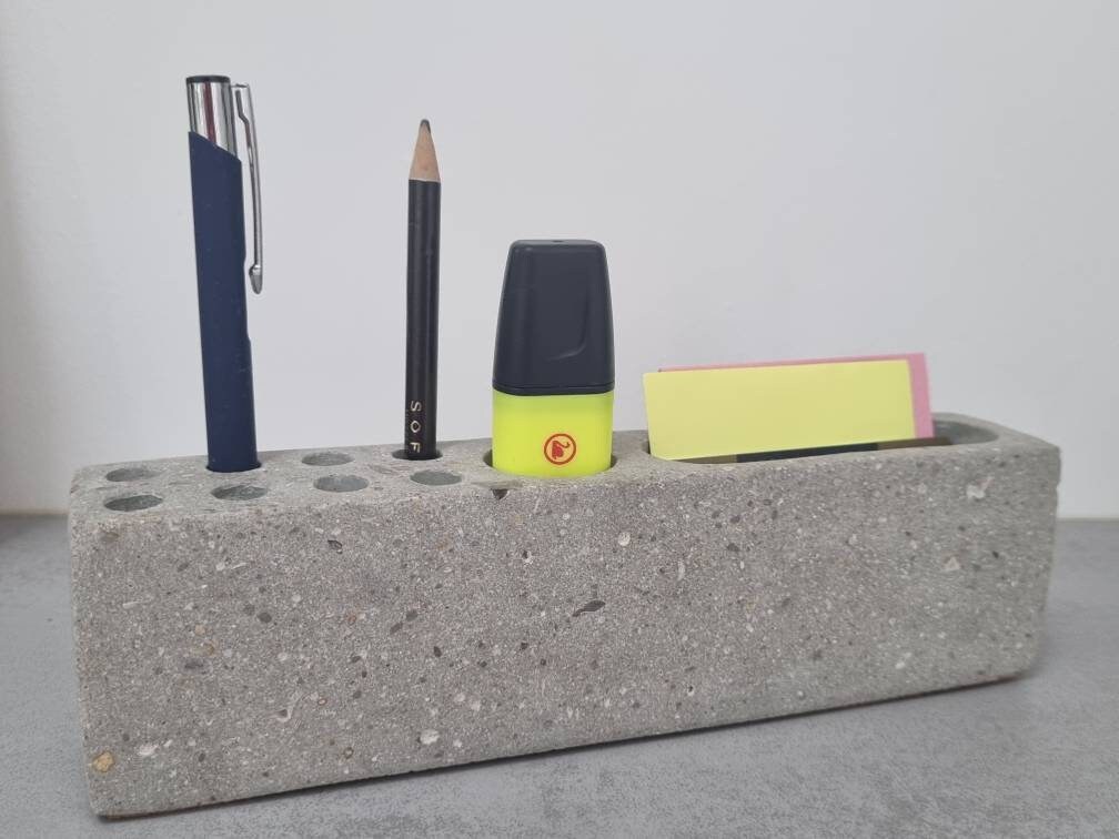 Mineral Gray Concrete Desk Organizer - Etsy