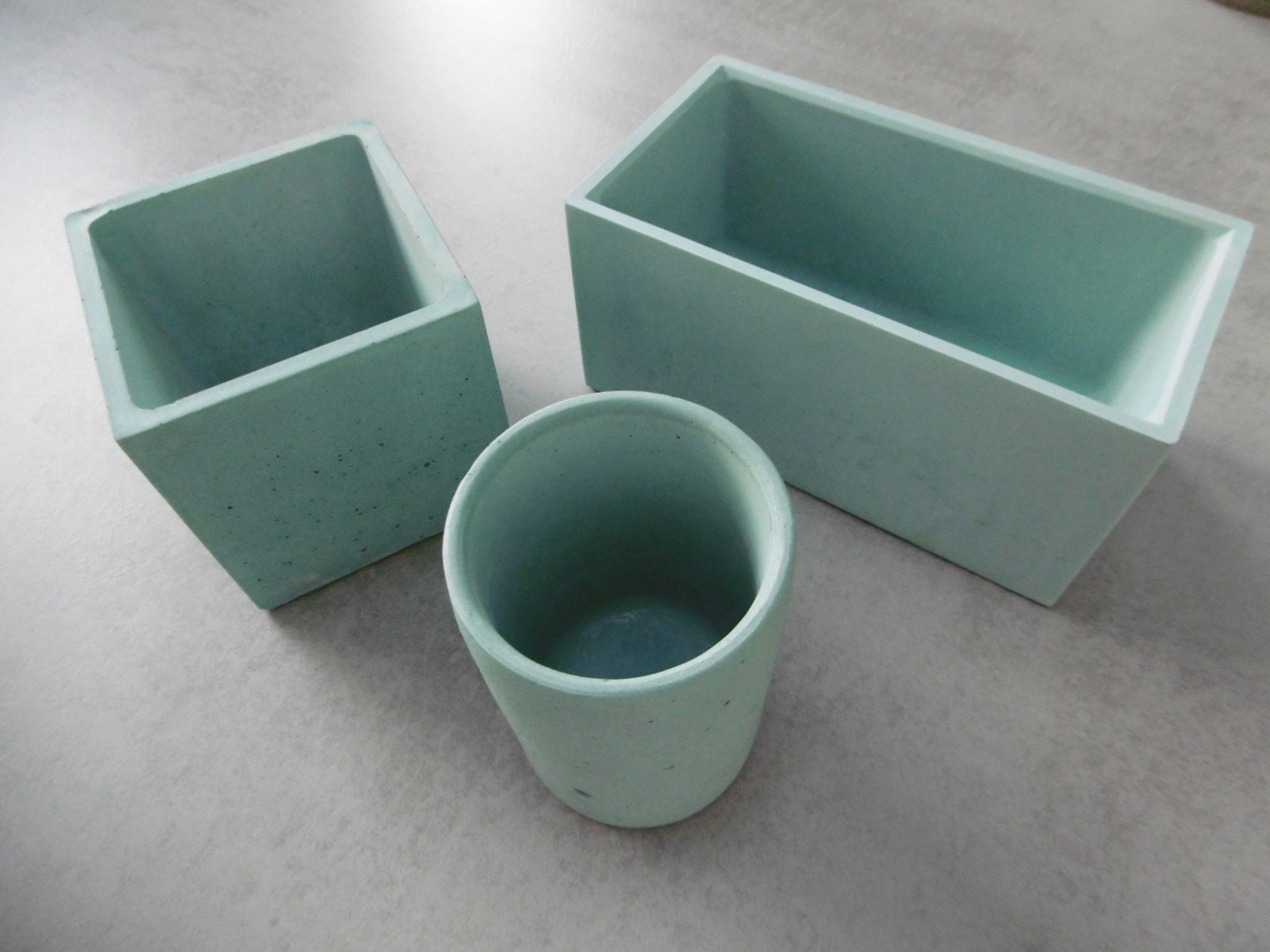 Rectangular Pot/pot Holder/tray in Turquoise Concrete - Etsy