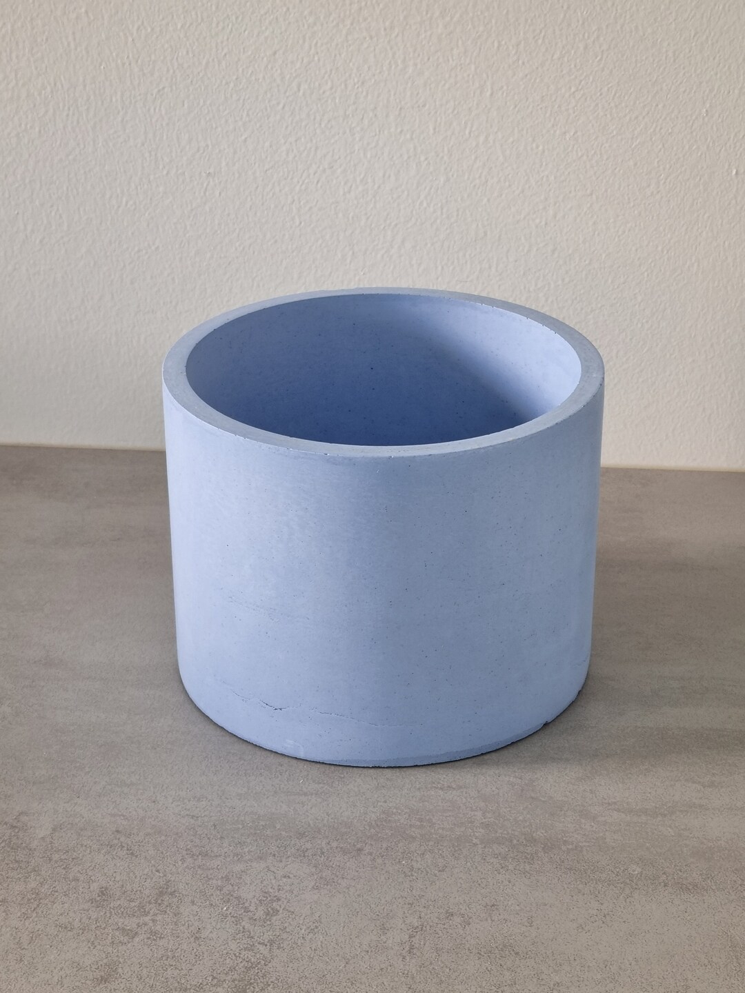 Large Round Pot / Plant Pot in Blue Concrete - Etsy