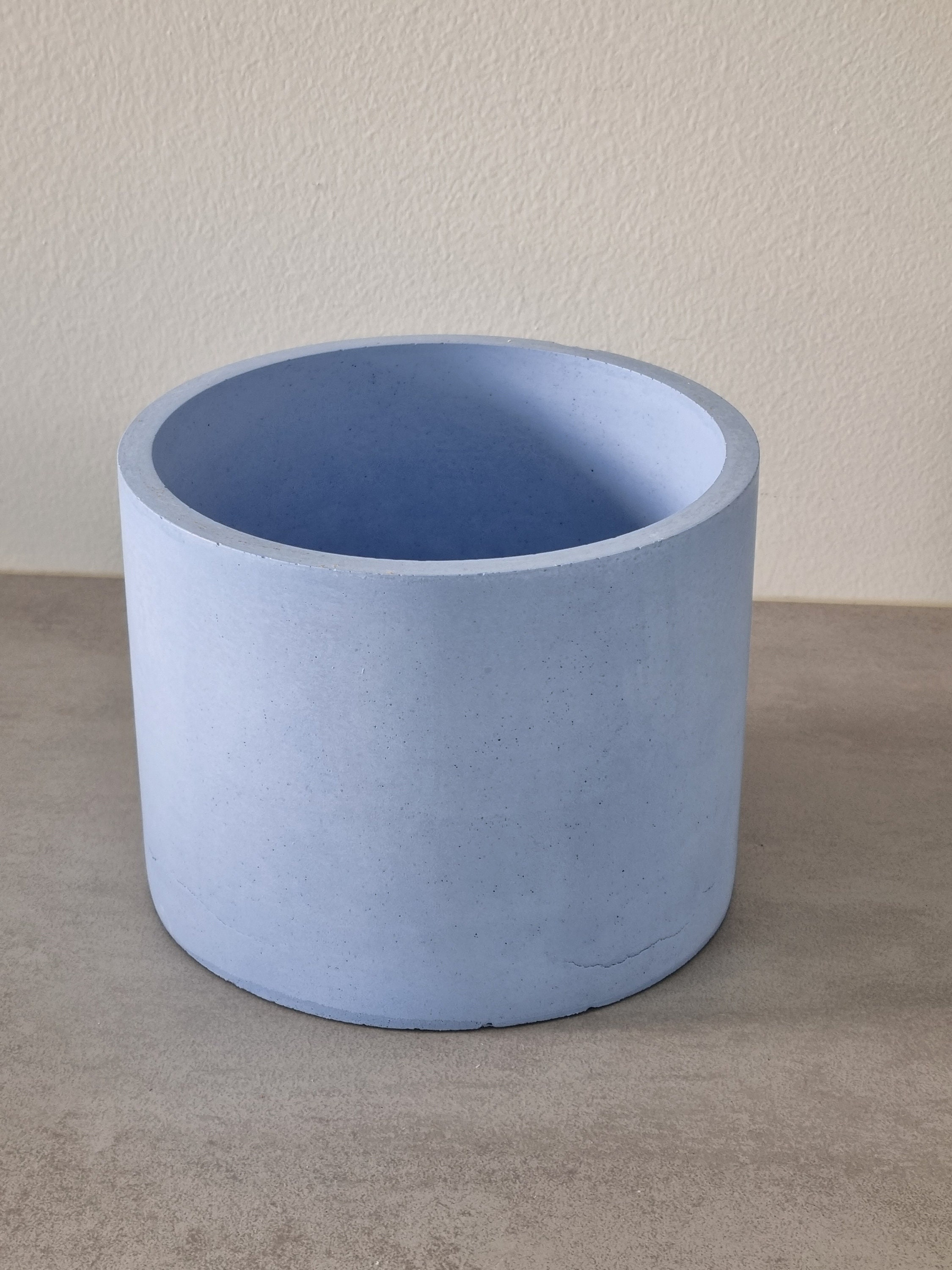Large Round Pot / Plant Pot in Blue Concrete - Etsy