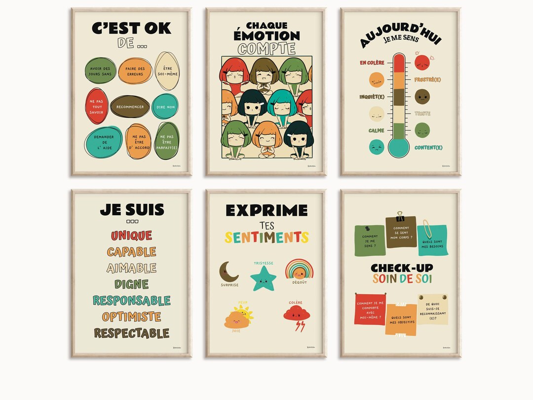6 Calming Corner Posters in French, Emotion, Affirmation, Positive ...