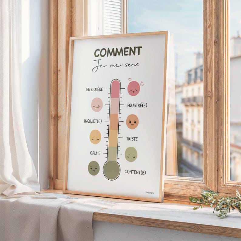 Feelings Thermometer Chart in French, Emotions Thermometer Poster ...