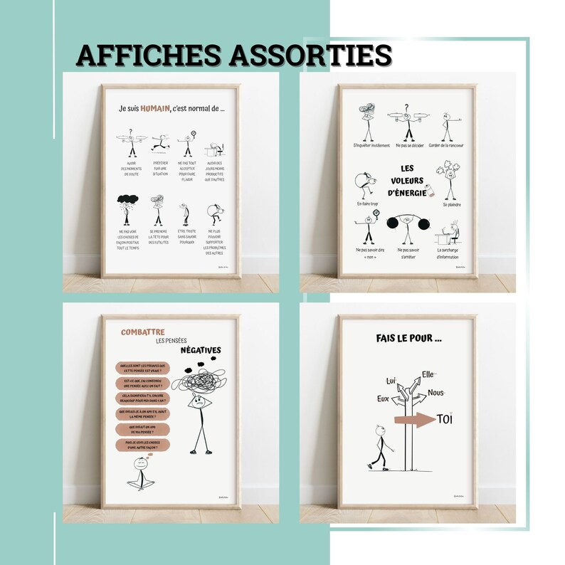 French Mental Health Motivational Poster Printable Wall Art Therapist ...
