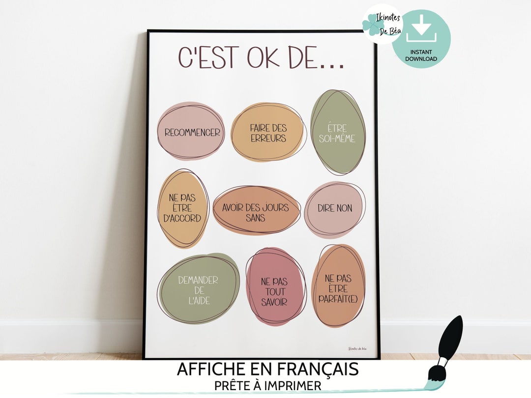 French Mental Health Poster Print Therapy Wall Art CBT Therapy Office ...