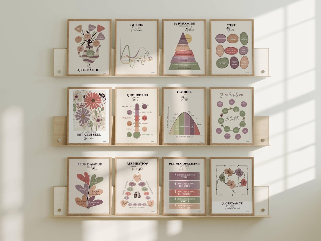 Bundle of 12 French Mental Health Posters, School Counselor ...