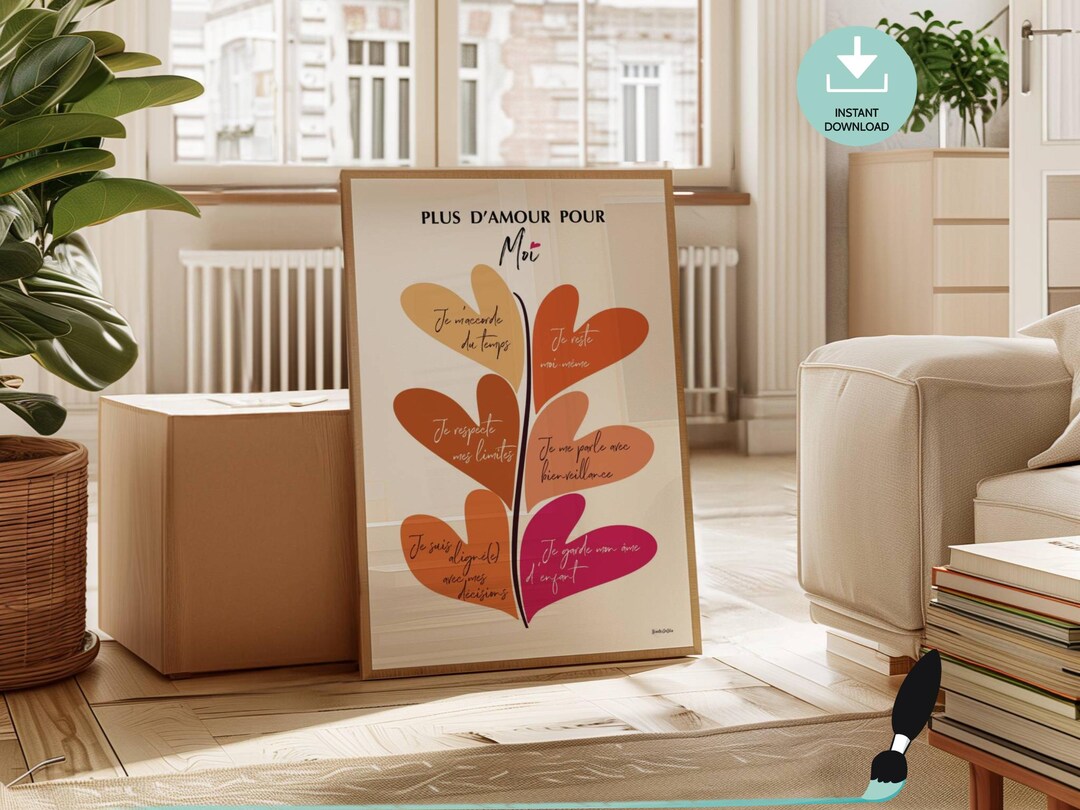 Positive Thinking Pink and Red Poster, Daily Affirmations in French ...