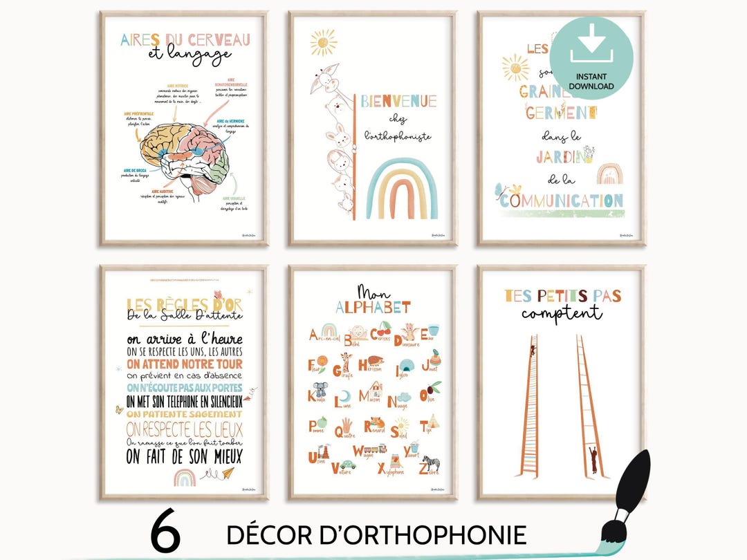 6 Speech Therapy French Wall Decor, Speech Language Pathologist Poster ...