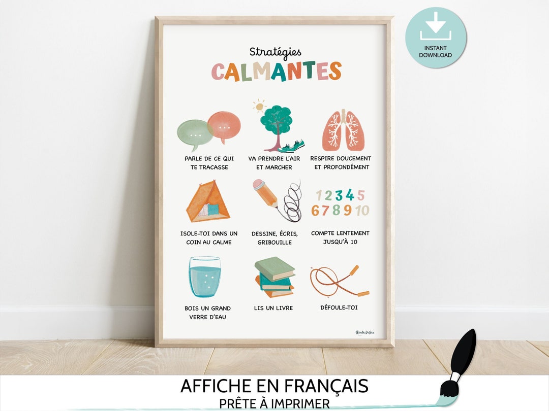 French Therapy Poster, Calming Strategies Print, Therapy Office Decor ...