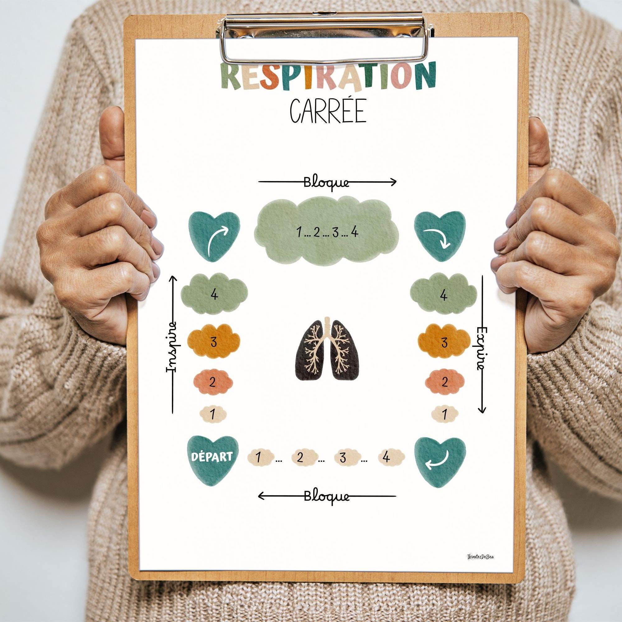 Square Breathing Poster in French, Mental Health Tool, Mindfulness, CBT ...