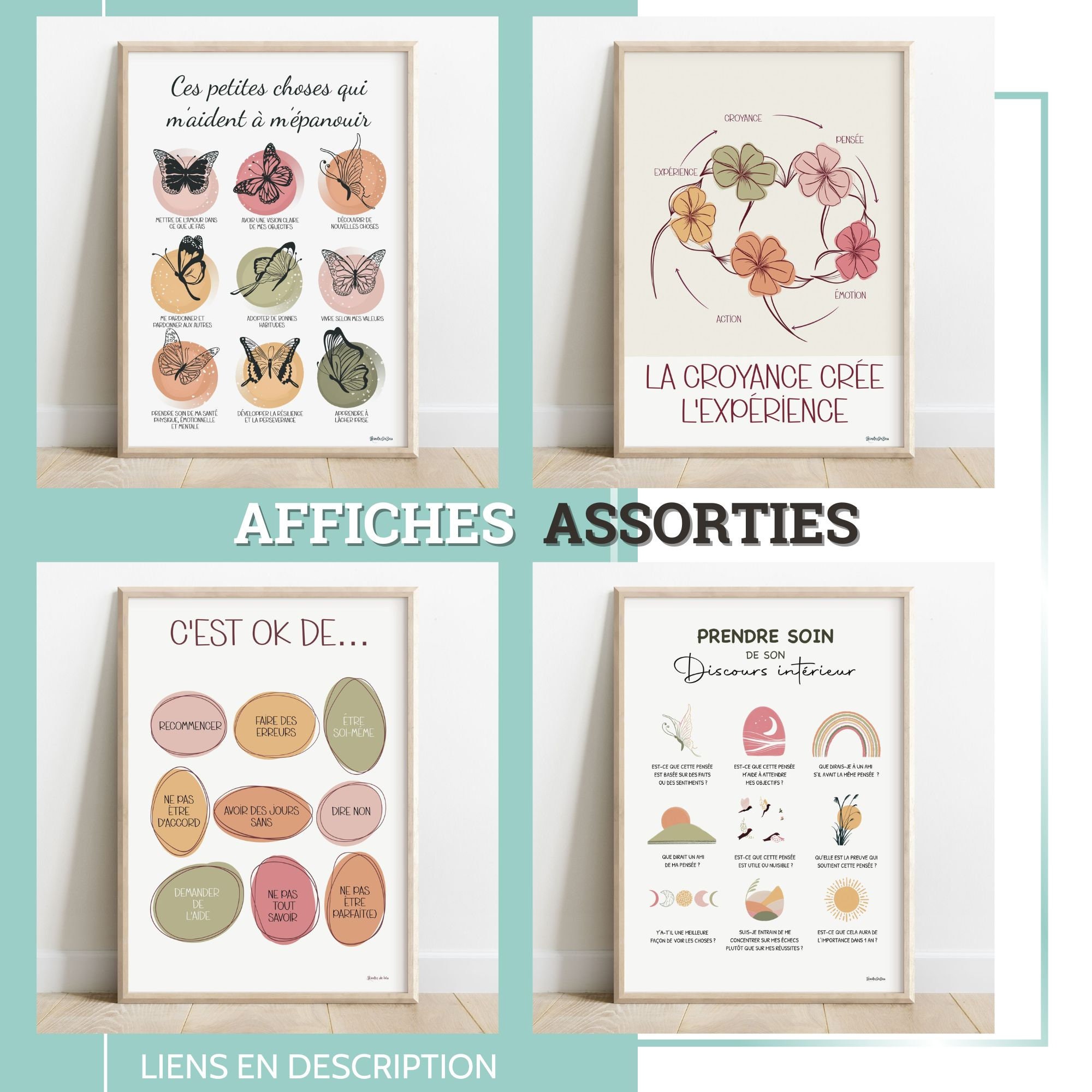 French Mental Health Poster, CBT Printable Wall Art Therapy Office ...