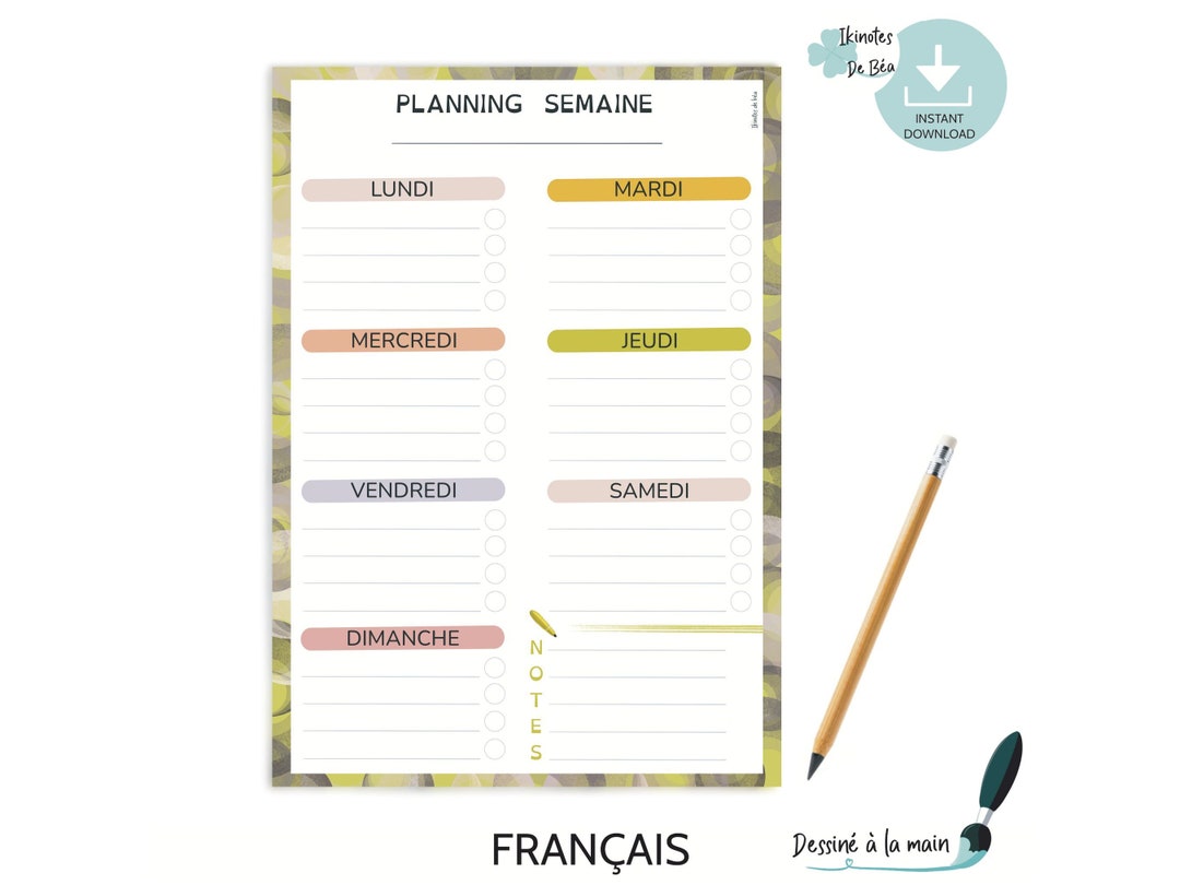 Printable French Weekly Planner Weekly Schedule to Fill in - Etsy