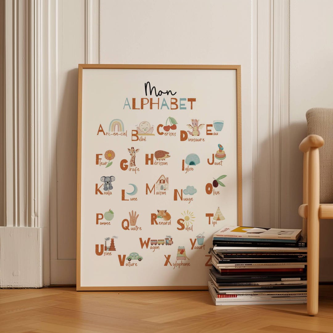 Children's Alphabet Wall Print in French, Illustrated Alphabet ...