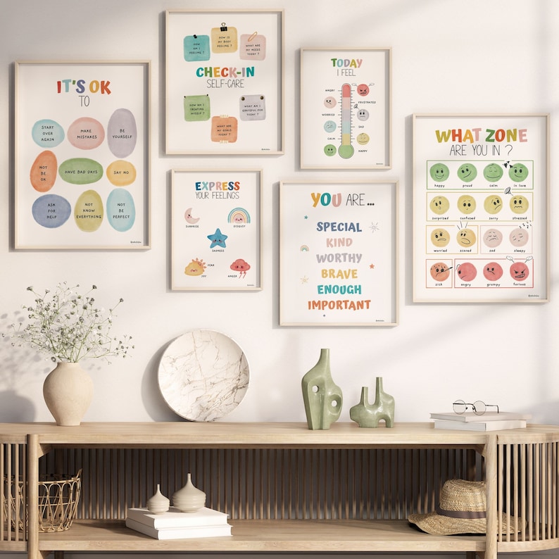 6 Calming Corner Posters, Therapy Office Set, Kids Mental Health ...
