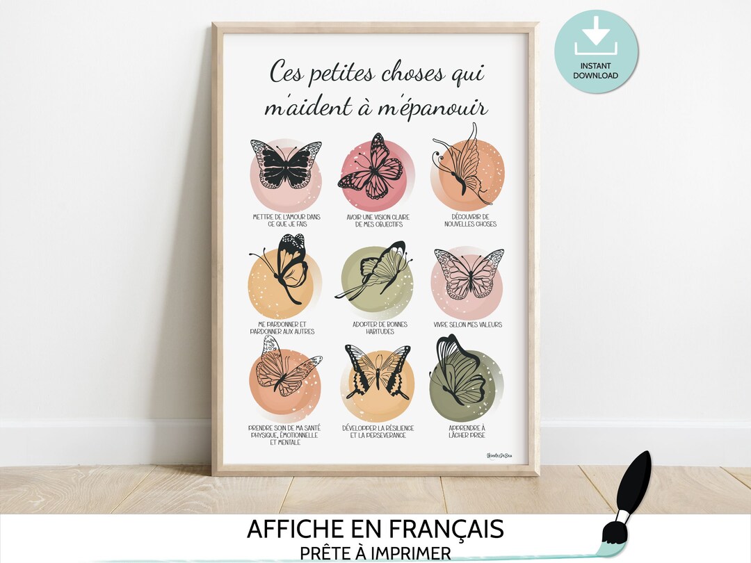 French Mental Health Poster, CBT Printable Wall Art Therapy Office ...