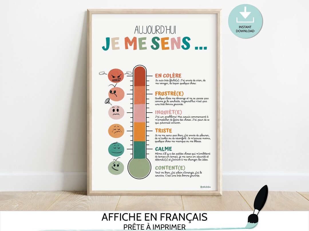 French Feelings Barometer Poster, Calm Corner Decor, Kid's Emotion ...