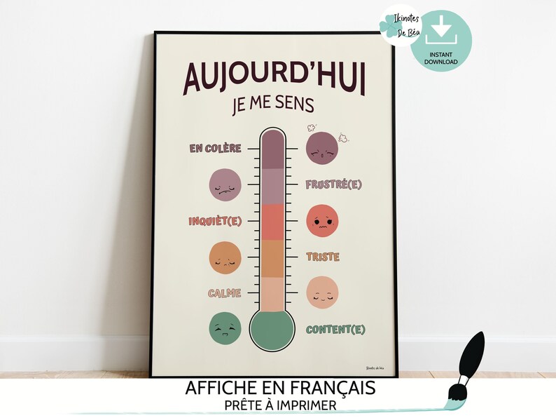Feelings Thermometer Chart in French Emotions Thermometer - Etsy