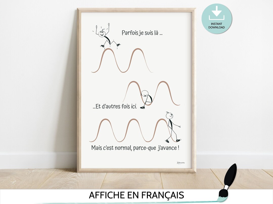 French Mental Health Motivational Poster Printable Wall Art Therapist ...