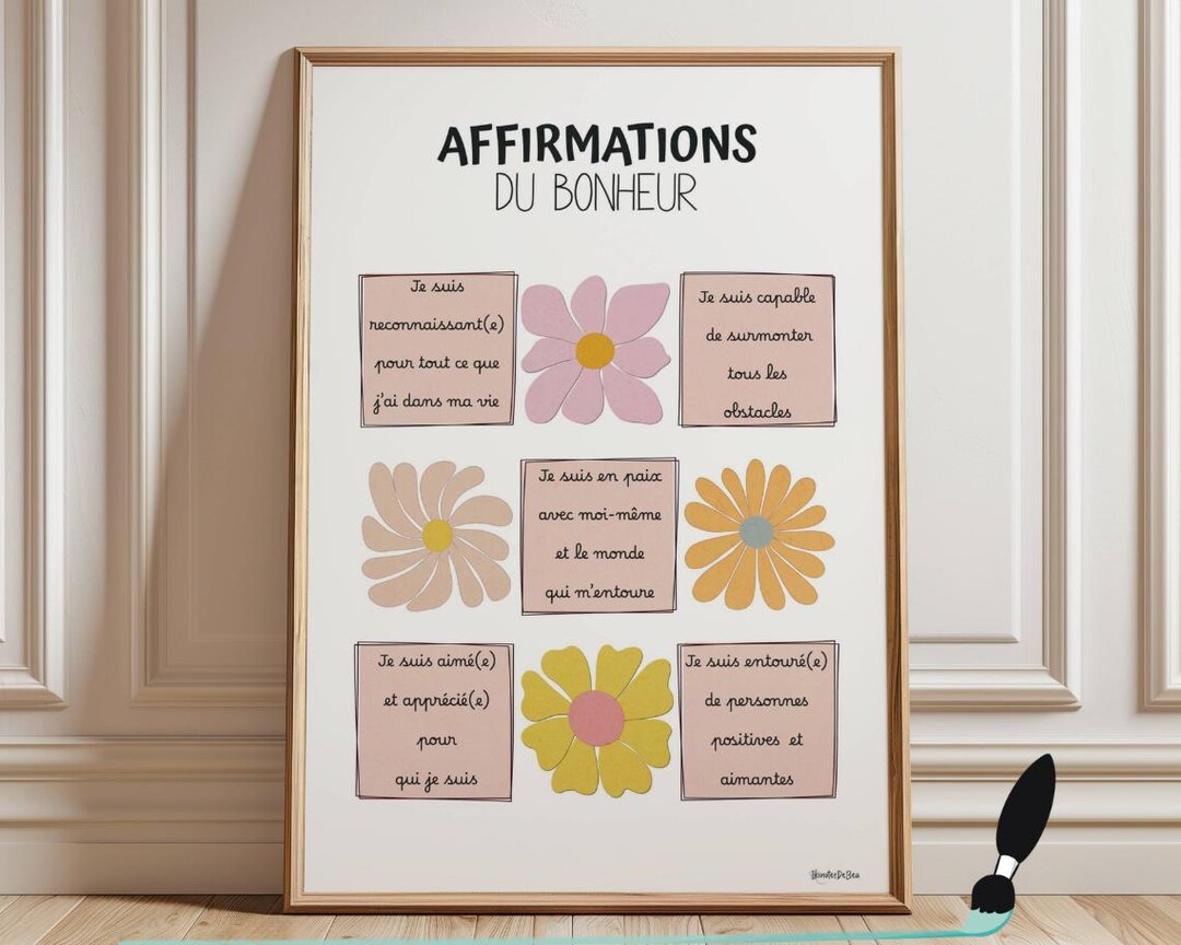 Positive Affirmation Poster in French, Inspiring Therapy Office Decor ...