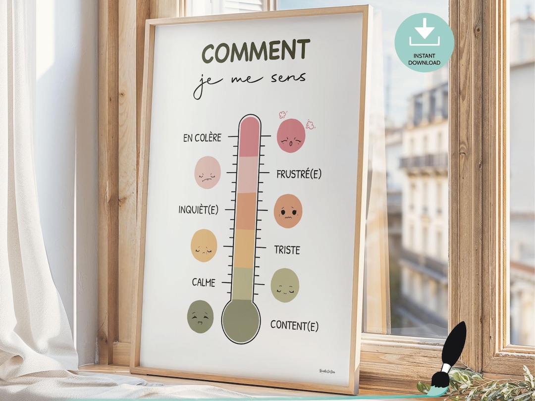 Feelings Thermometer Chart in French, Emotions Thermometer Poster ...