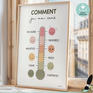 Feelings Thermometer Chart in French, Emotions Thermometer Poster ...