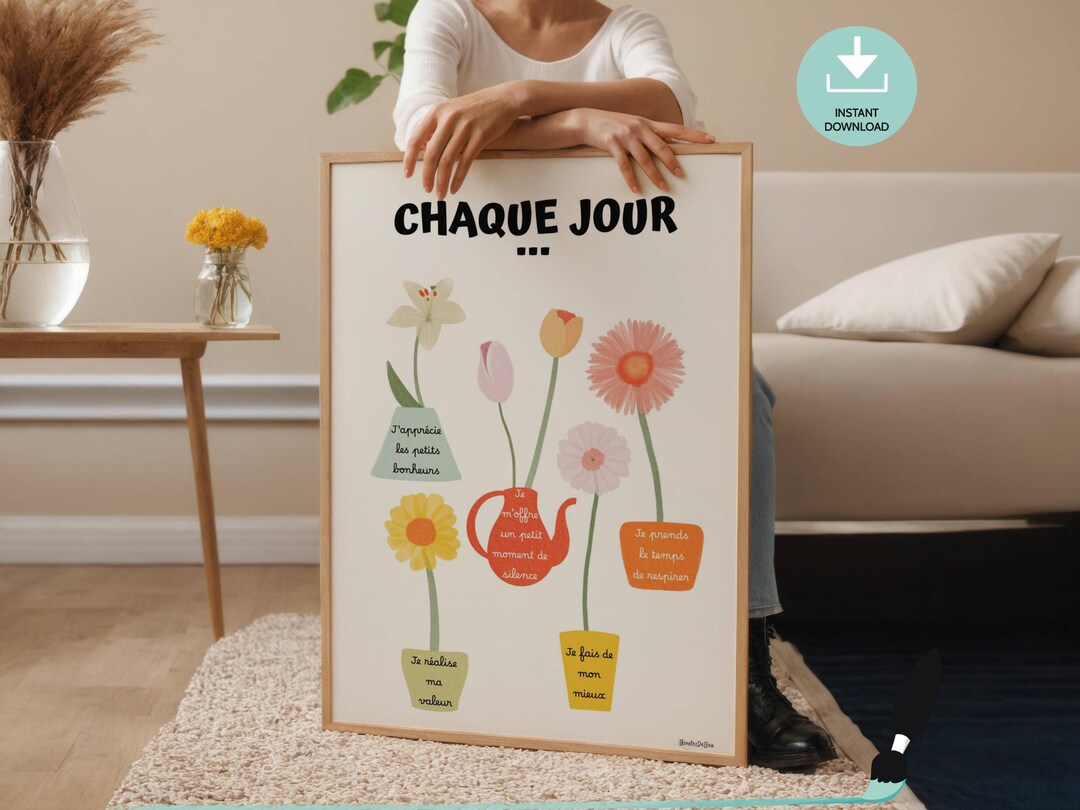 French Positive Affirmation Poster, Therapy Office Decor, Mental Health ...