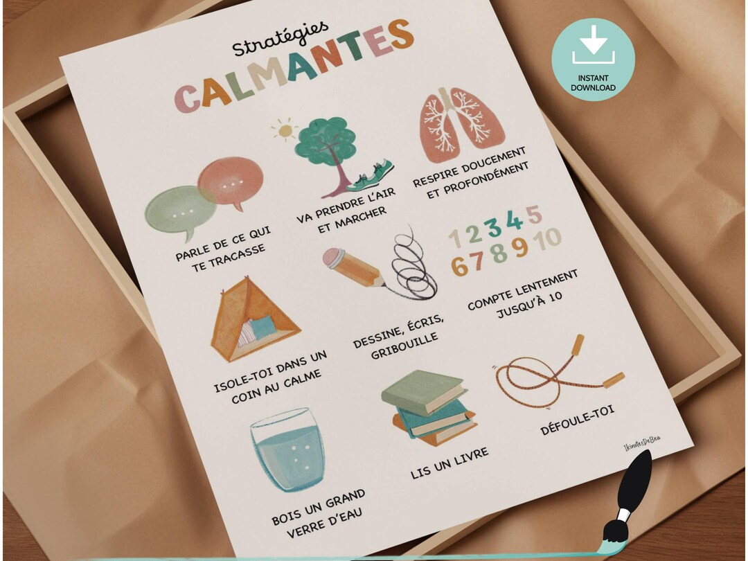 French Therapy Poster, Calming Strategies Print, Therapy Office Decor ...