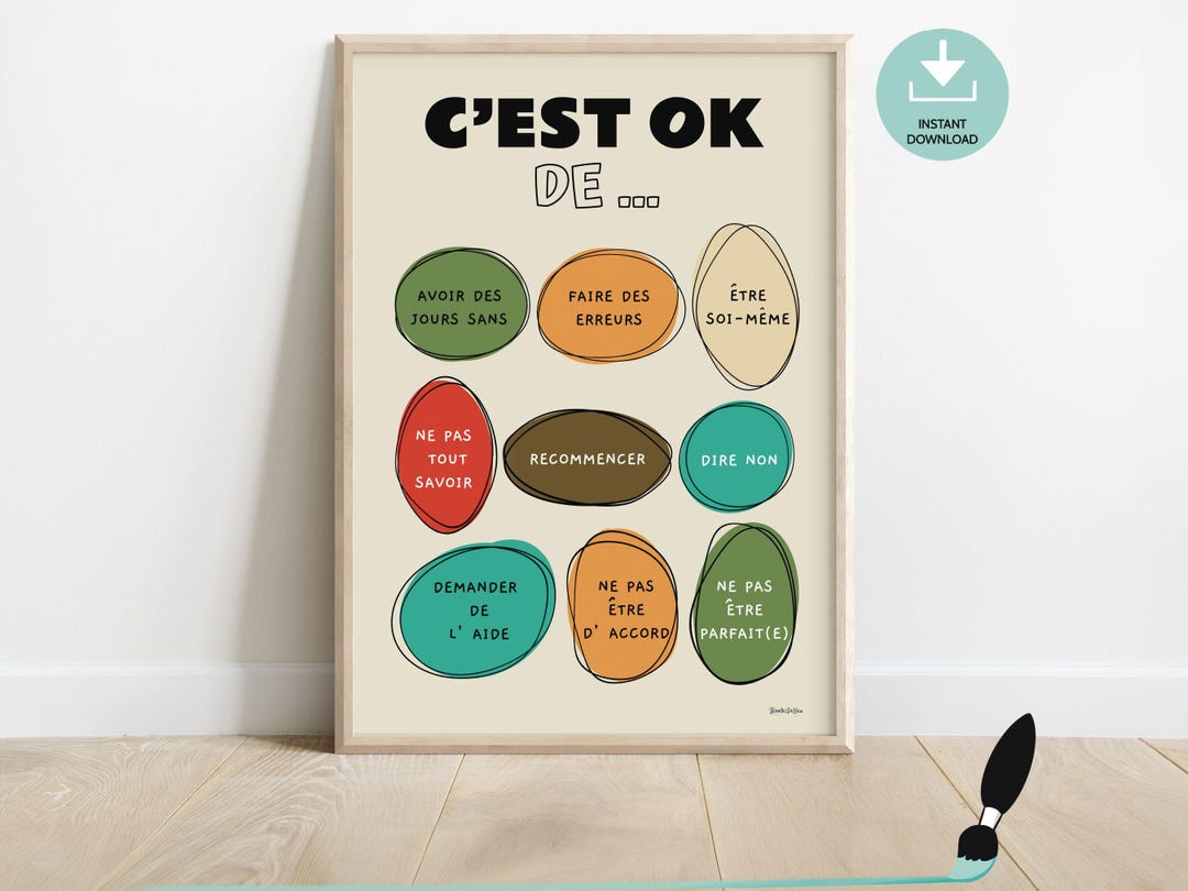 French Mental Health Poster School Psychologist Printable Therapy Wall ...