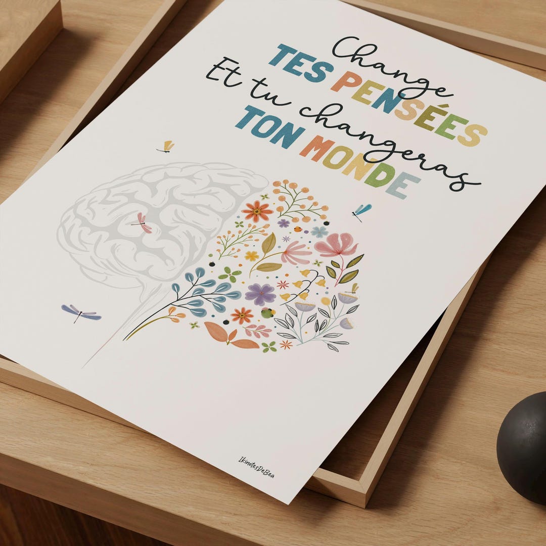 Positive Growth Mindset Wall Art in French, Mental Health Poster, CBT ...