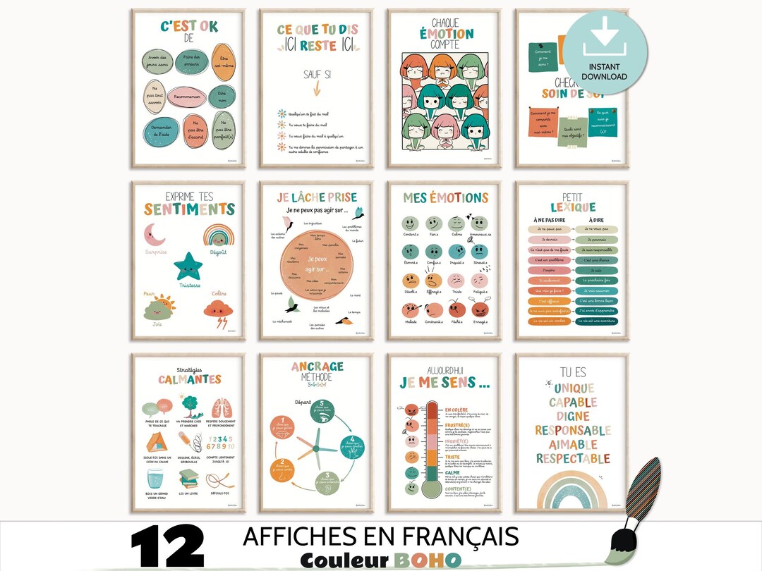 Bundle of French Mental Health Posters, School Counselor, Psychologist ...
