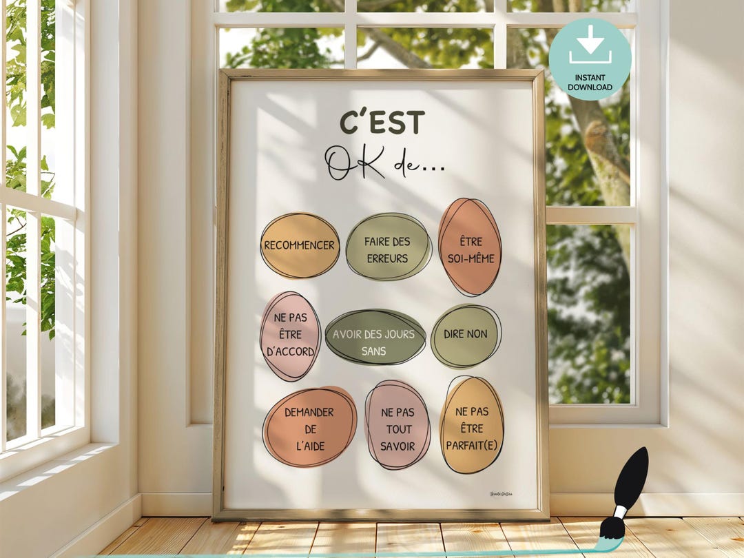 French Mental Health Affirmation to Print, Therapy Wall Art, CBT ...