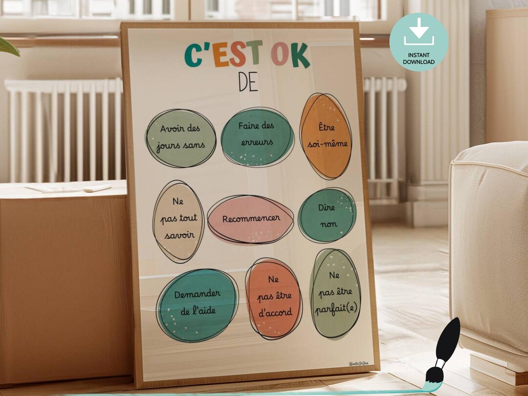 Boho Calm Corner 'it's Okay' Poster in French - Affirmations for Kids ...