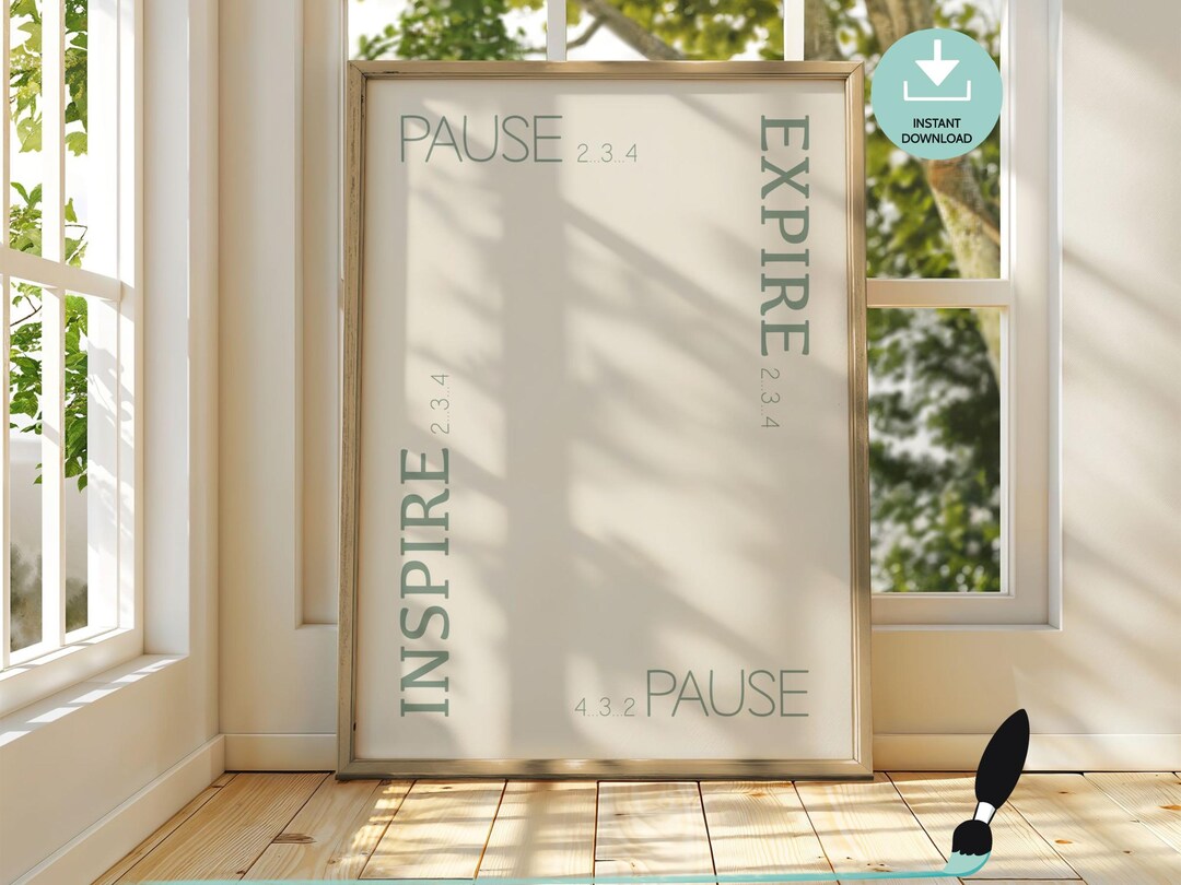 French Conscious Breathing Poster, Therapy Office Decor, Sage Color ...