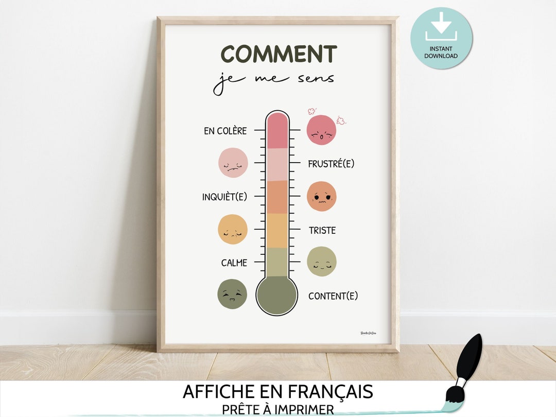 Feelings Thermometer Chart in French, Emotions Thermometer Poster ...