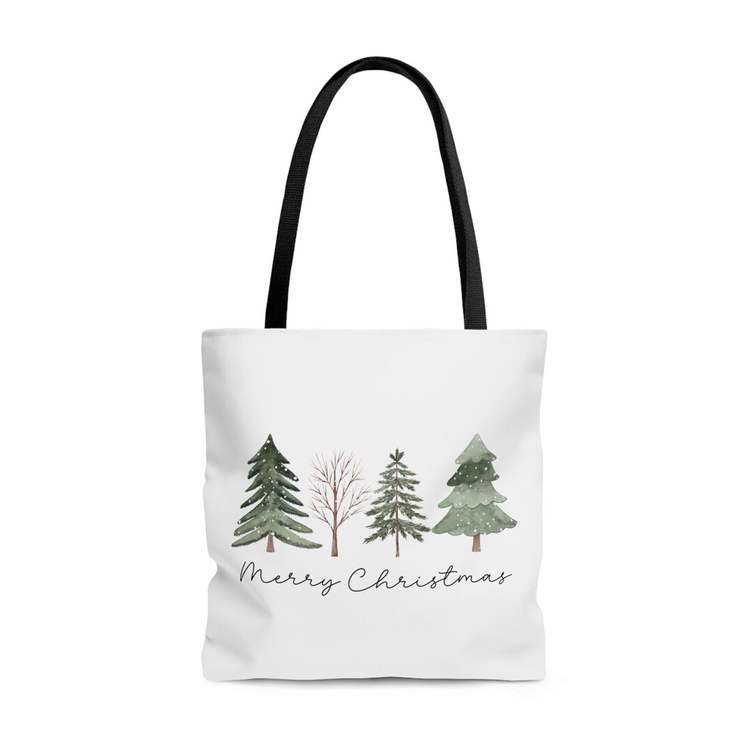 Christmas Tote Bag, Christmas Bag, Holiday Tote Bag, Christmas Tree ...