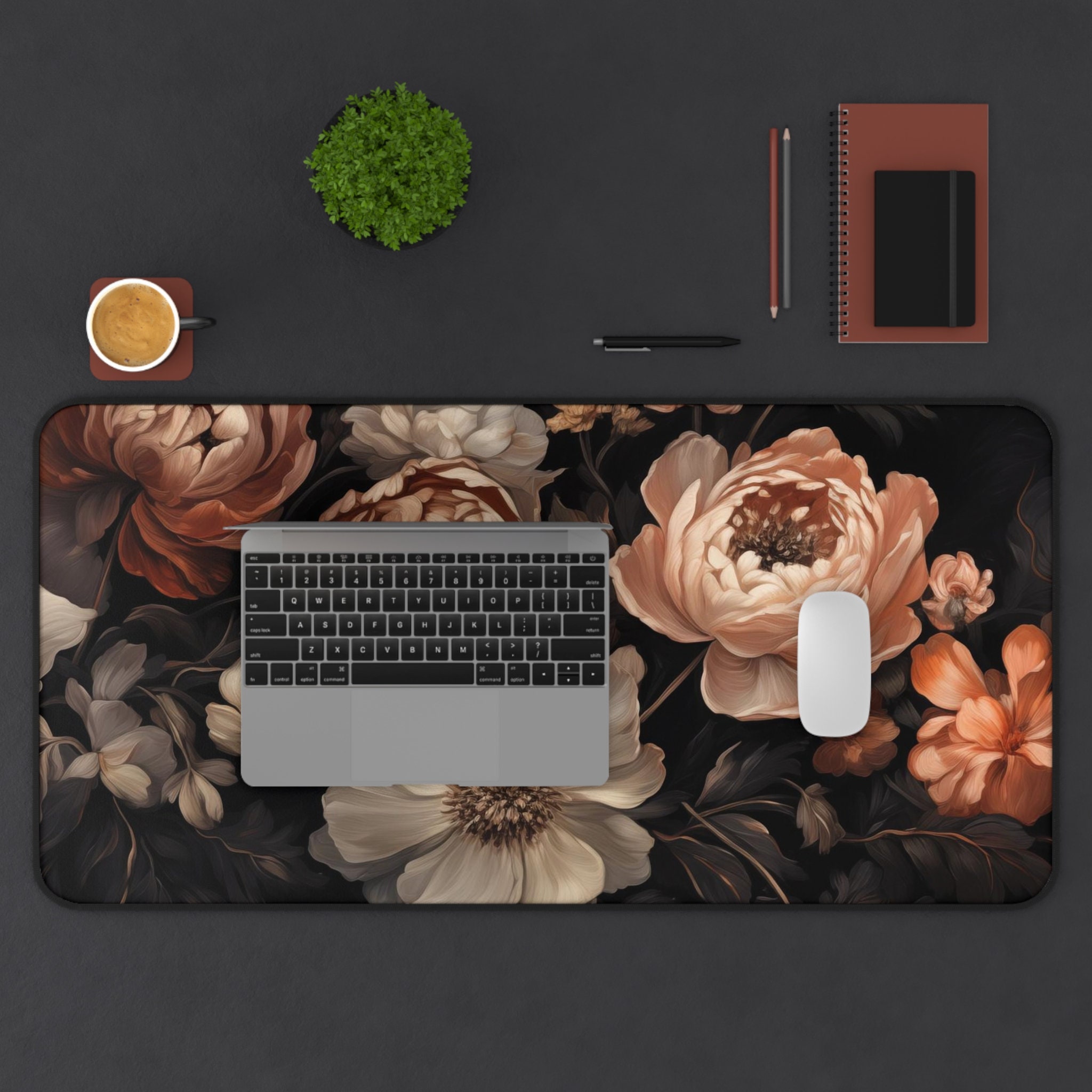Cottagecore Desk Mat, XL Desk Mat, Floral Desk Mat, Dark Floral Desk ...