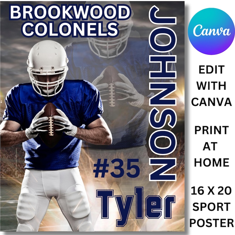 Senior Football Poster for Wall - Etsy