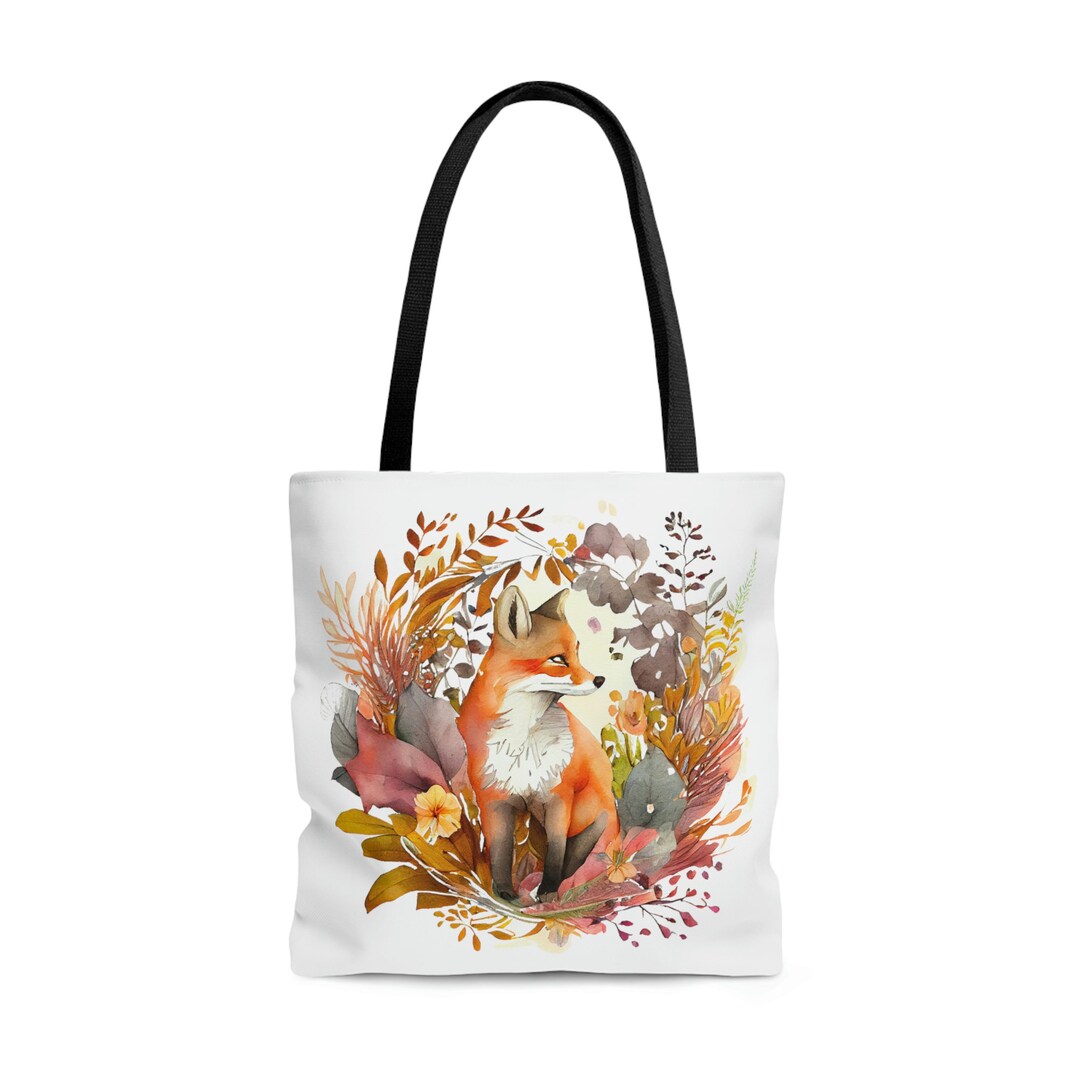 Floral Fox Forestcore Tote Bag, Fox Tote Bag, Forestcore Fox Tote Bag ...