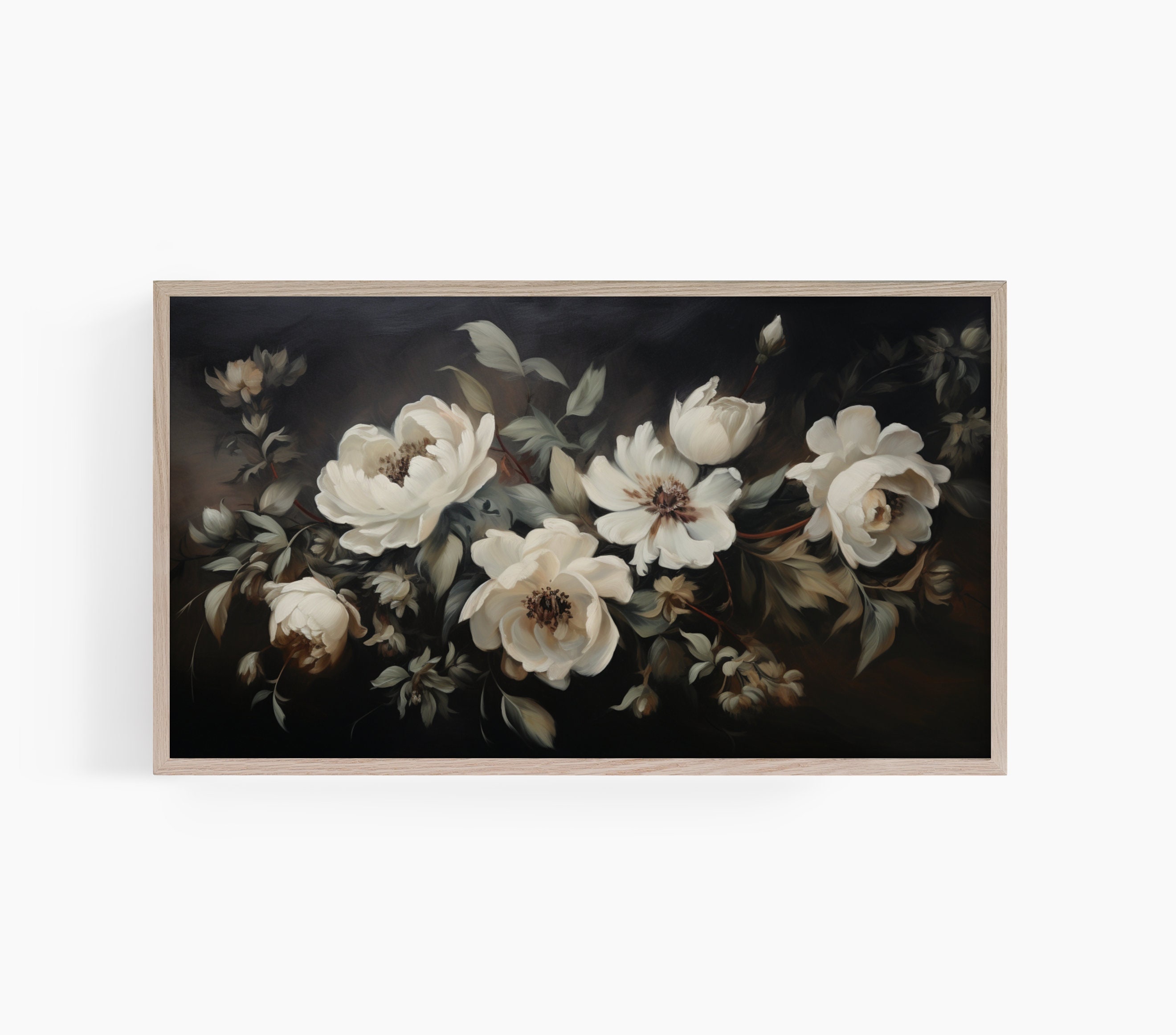 Dark Floral Frame TV Art Floral Frame TV Art Vintage Floral - Etsy