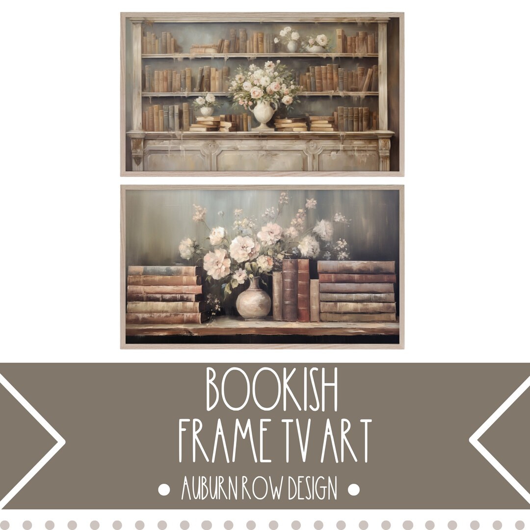 Bookish Frame TV Art, Bookish TV Art, Book Lover TV Art, Library Tv Art ...