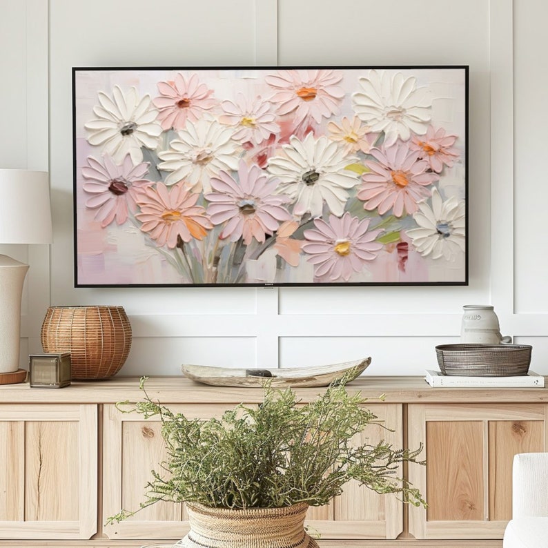 3D Acrylic TV Art, 3D Acrylic Floral TV Art, Floral Palette Knife TV ...