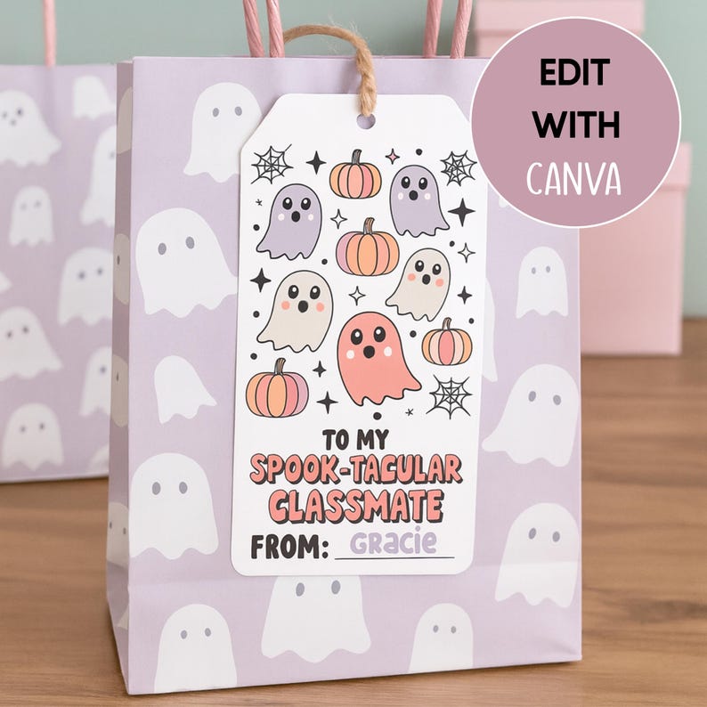 Halloween Boo Bag Gift Tag Printable, Printable Halloween Gift Tag, Boo ...