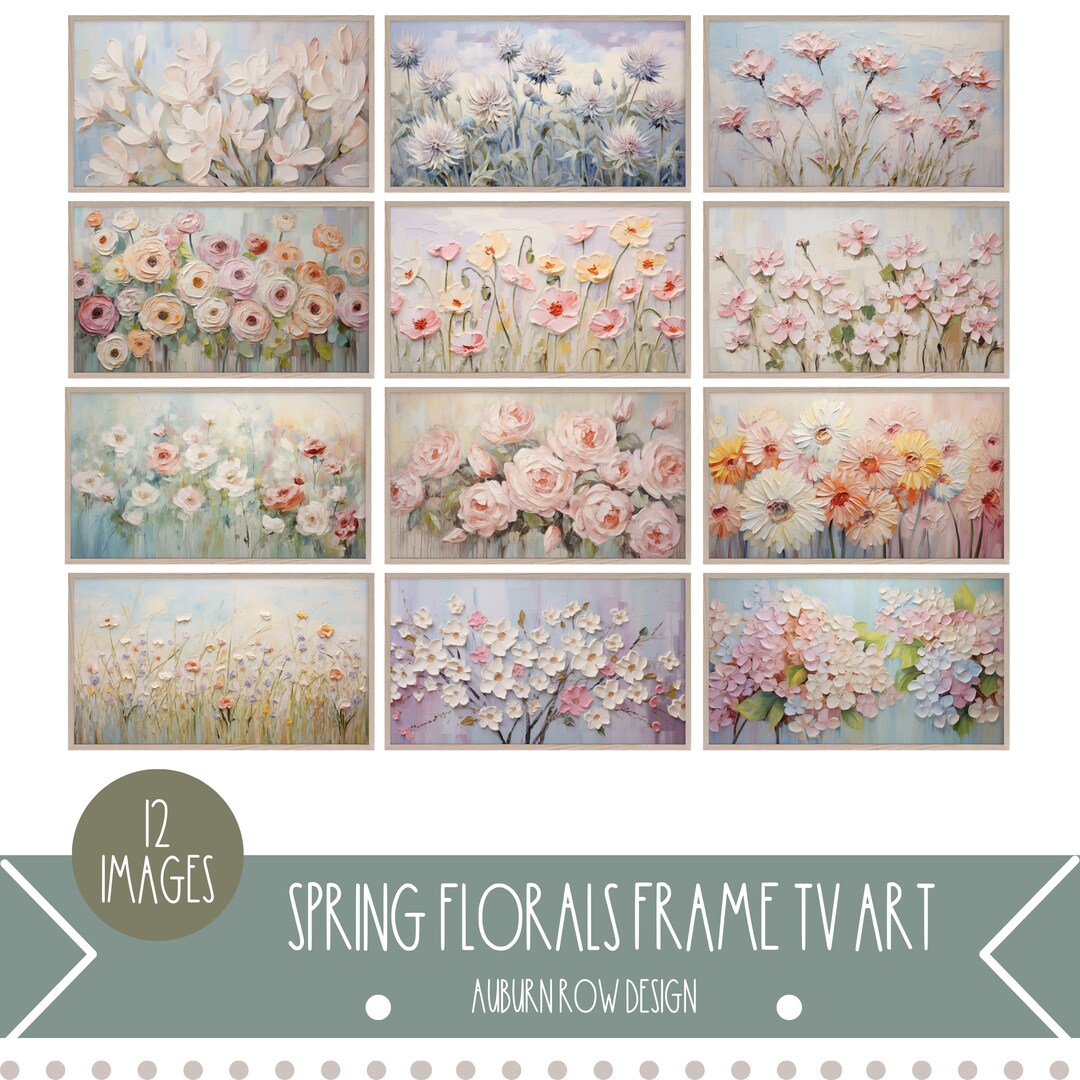Spring Floral Frame TV Art, Spring Floral TV Art, Spring Floral TV ...
