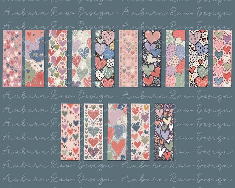 Heart Bookmark Set, Hearts Printable Bookmarks, Heart Bookmark PNG ...