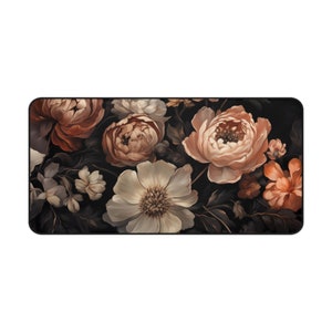 Cottagecore Desk Mat, XL Desk Mat, Floral Desk Mat, Dark Floral Desk ...