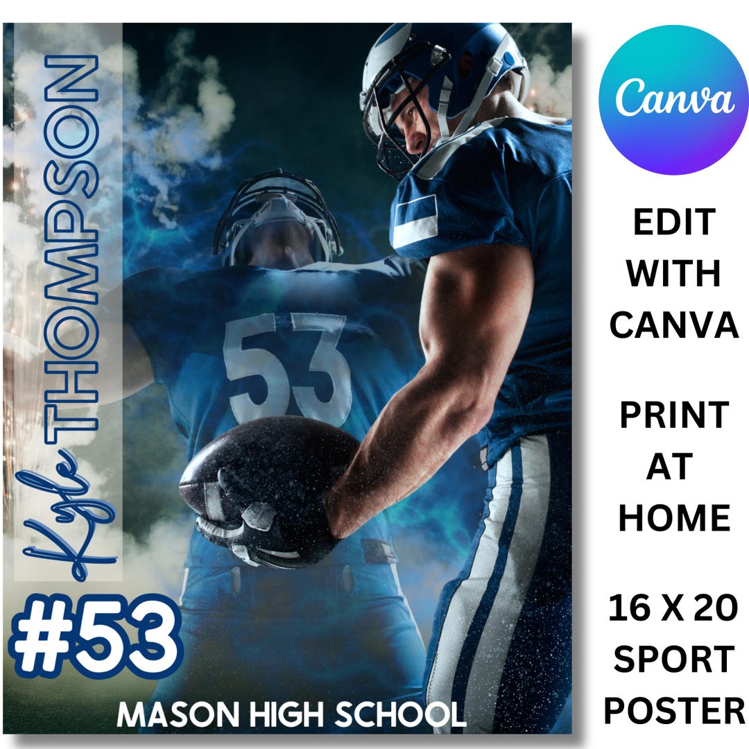 Football Poster Canva Template, Editable Football Poster Template ...