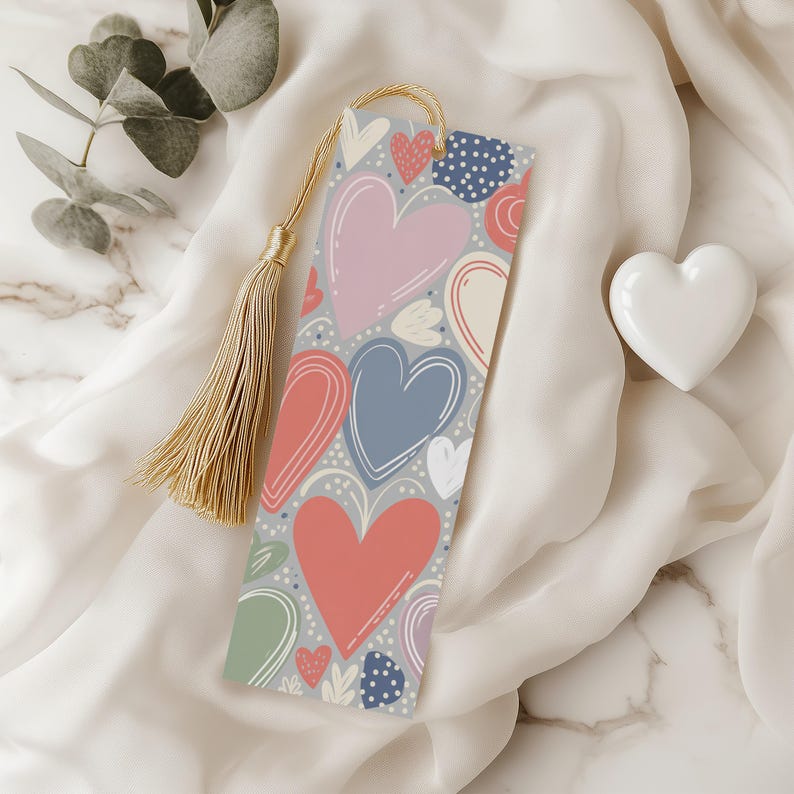 Heart Bookmark Set, Hearts Printable Bookmarks, Heart Bookmark PNG ...