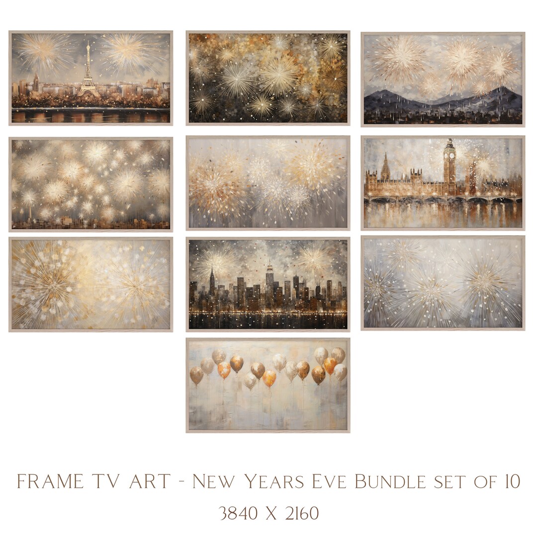 New Years Eve Frame TV Art Bundle, New Years Eve Frame TV Art, NYE ...
